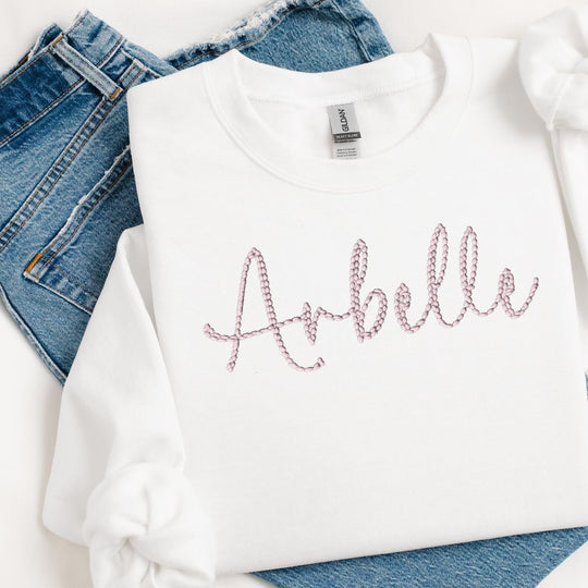CUSTOM DTF TRANSFER: EMBROIDERY STYLE - SIMPLE STITCH NAME - PINK ...